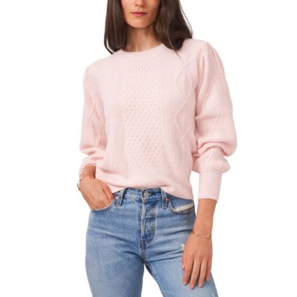 1. State | Sweaters | New State Variegated Cables Puff Sleeve Crew ...